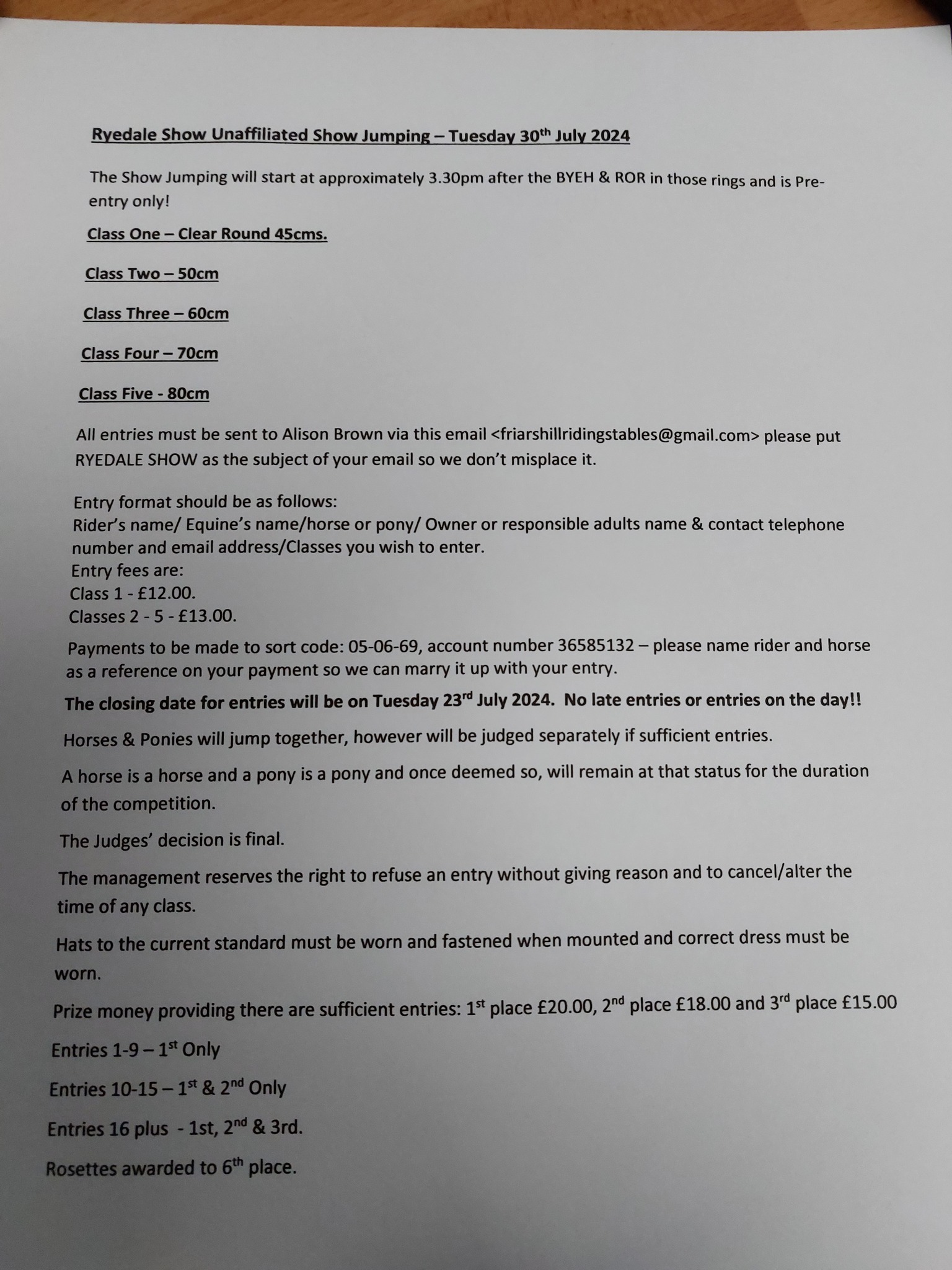 The Ryedale Show - Horse Section